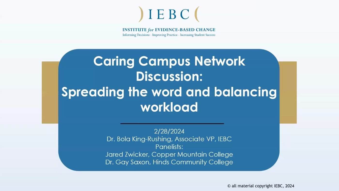 Caring Campus Network – Spreading the Word and Balancing the Workload ...